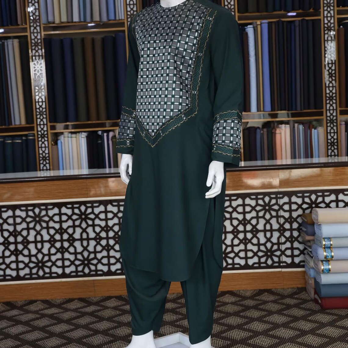 Traditional Afghan Perahan O Tunban for Men – Elegant Green With ...