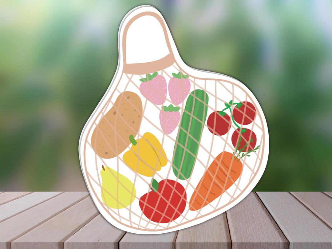 Grocery Bag Sticker, Fruit and Veggie Sticker, Farmers Market Sticker ...
