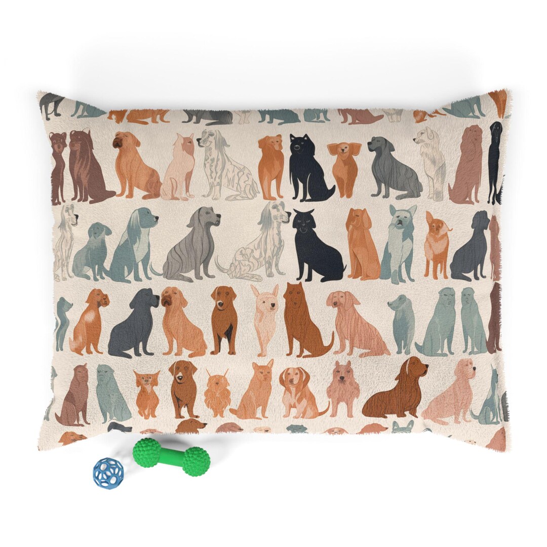 Extra Large Large Medium Dog Bed, Abstract Dogs Illustration, Washable ...