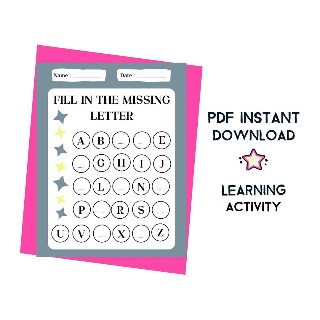 Fill in the Missing Letter Worksheet - Alphabet Learning Activity for ...