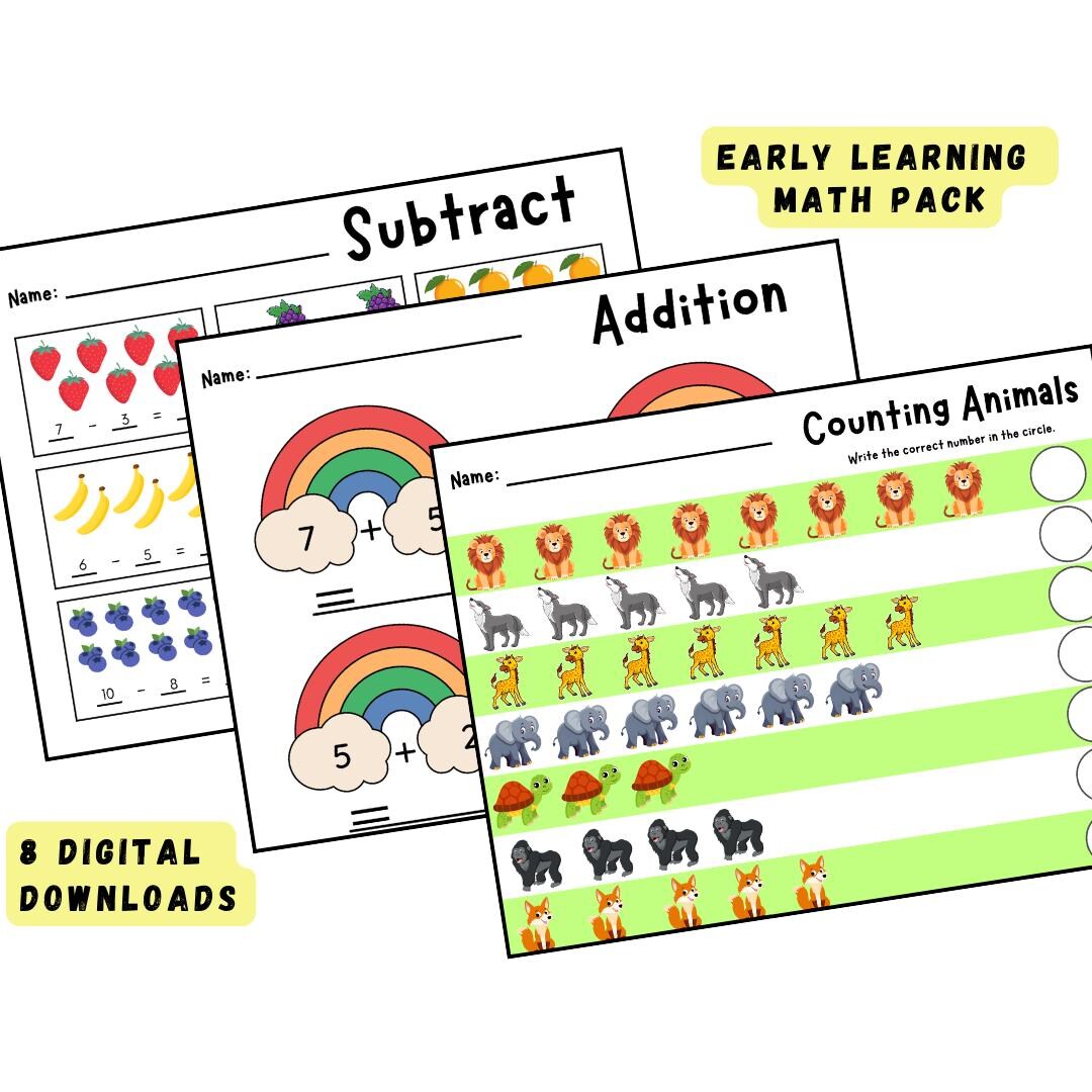 Printable Kindergarten Math Pack, Fun Activity Worksheets for Kids ...