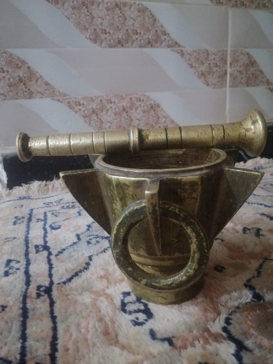 Intage Rare Moroccan Jewish Brass Mortar and Pestle – 6-Faced, Over 100 ...