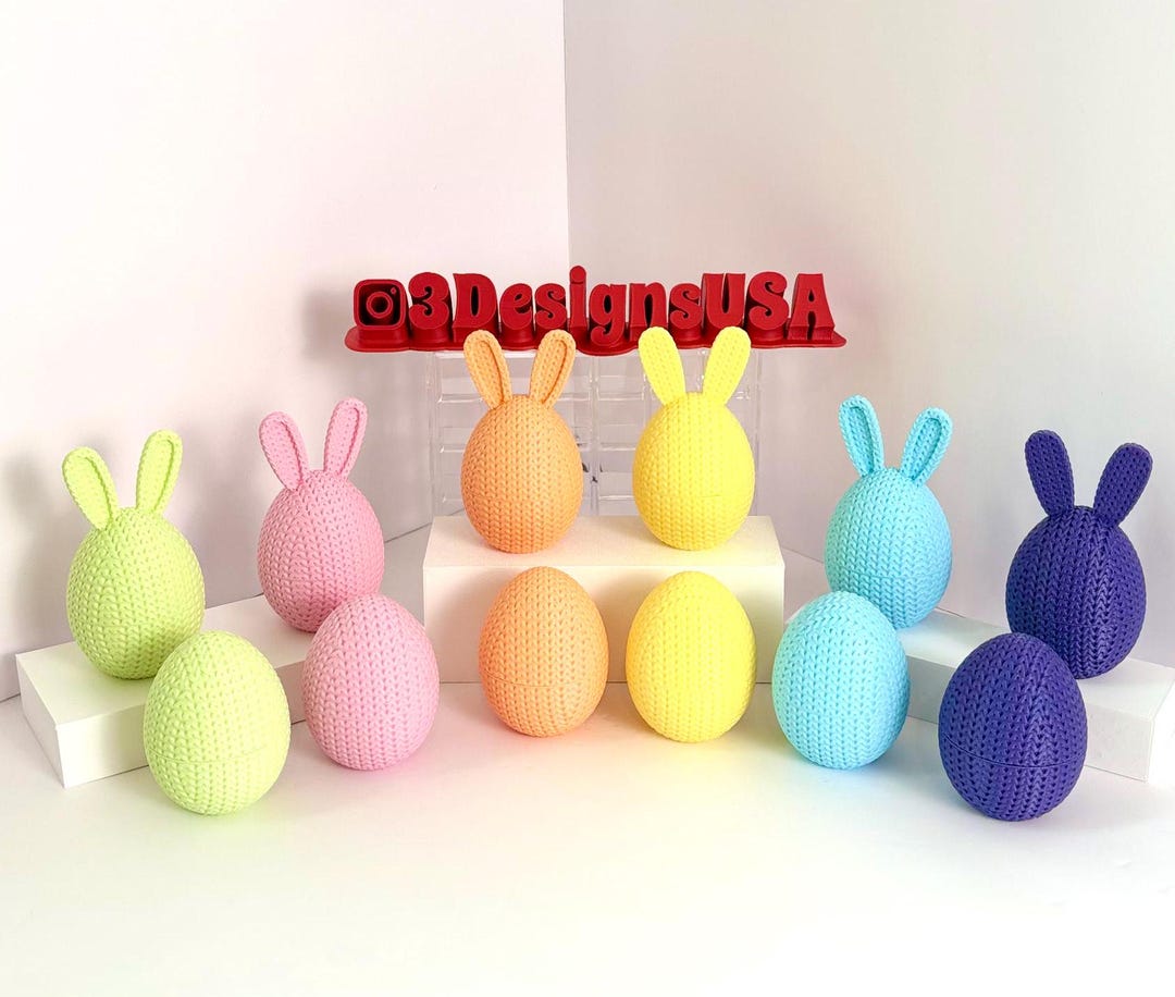 Easter Bunny Egg Box Set With Crochet Look Custom Colors Cute Spring ...