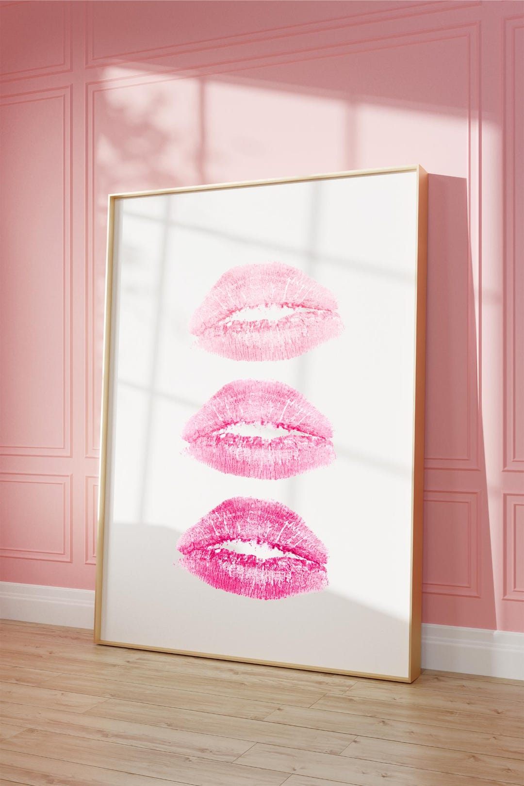 Pink Lipstick Kiss Wall Art | Pink Kiss Lips Print | Trendy Lipstick ...
