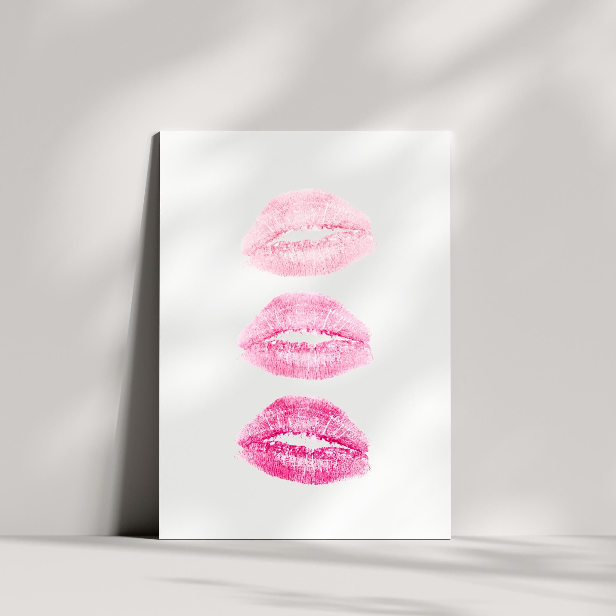 Pink Lipstick Kiss Wall Art | Pink Kiss Lips Print | Trendy Lipstick ...