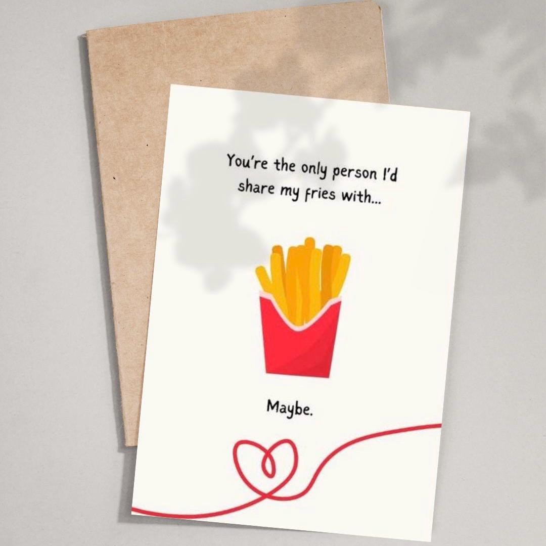 Funny Fries Valentine's Day Card | Pun Digital Download - Etsy