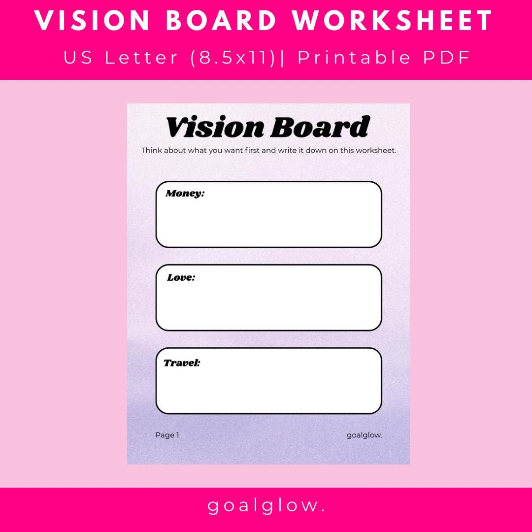 Vision Board Worksheet | Goal Setting (printable PDF) - Etsy