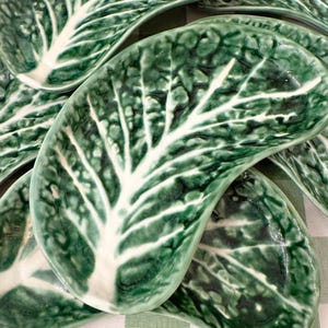 Vintage Set of 6 Green Cabbage Cresent Plates - Etsy
