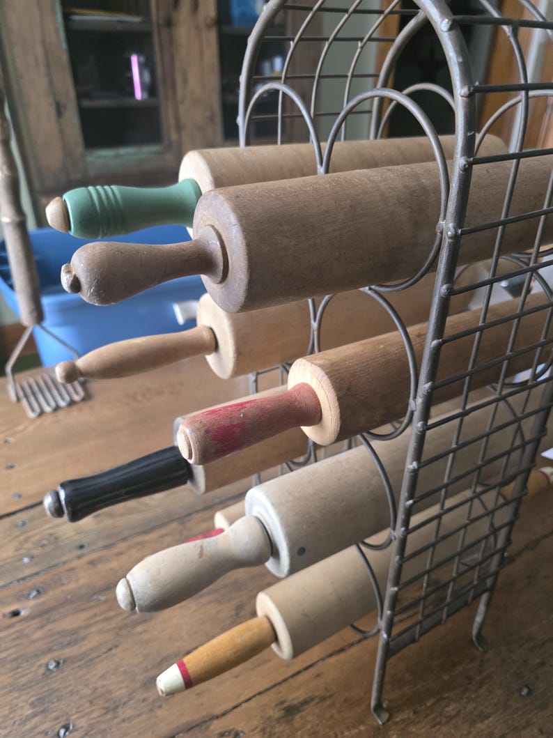Vintage Rolling Pins W/rack - Etsy
