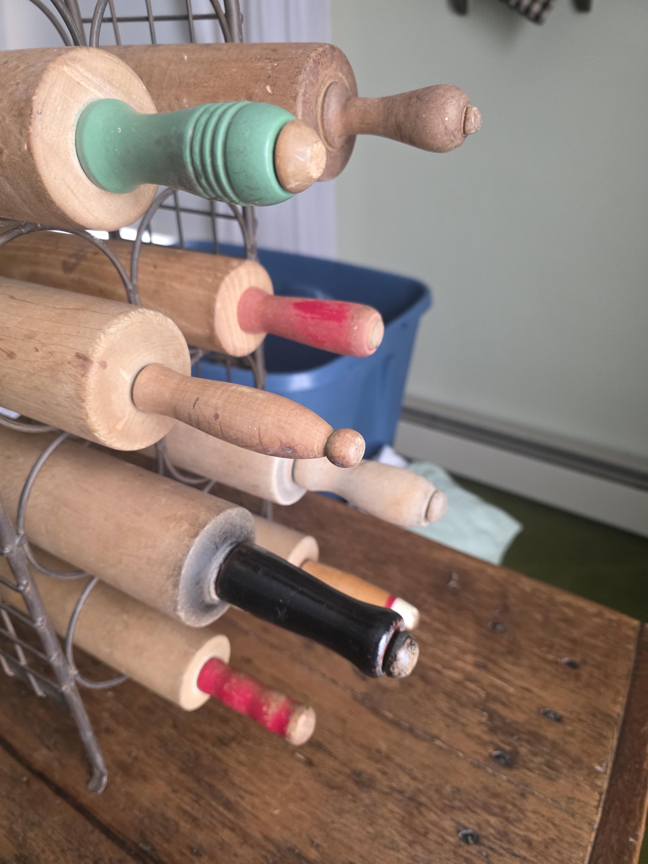Vintage Rolling Pins W/rack - Etsy