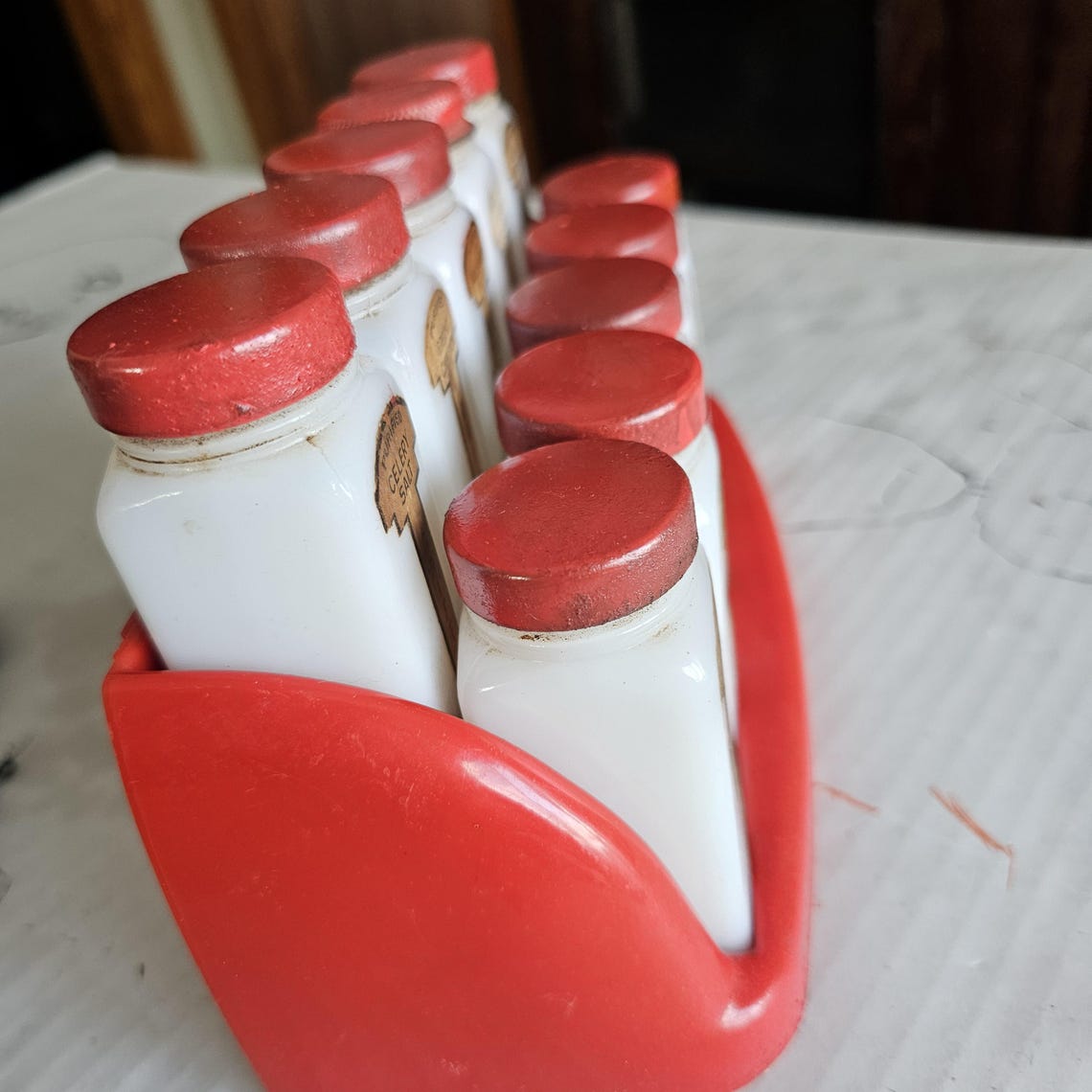 Vintage 1940's Griffith Spice Jars Set of 10 Milk Glass Hnaging ...