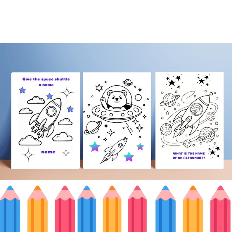 Space and Astronaut Coloring Page | Printable Activity for Kids Ages 4 ...