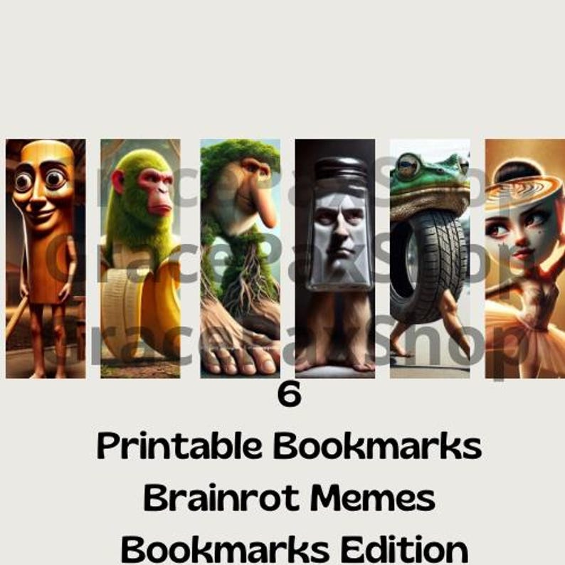 Brainrot Memes Printable Bookmarks - Etsy