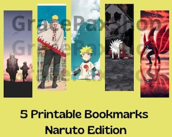 ANIME Printable Bookmarks, Digital Download JPG Bookmarks , Naruto ...