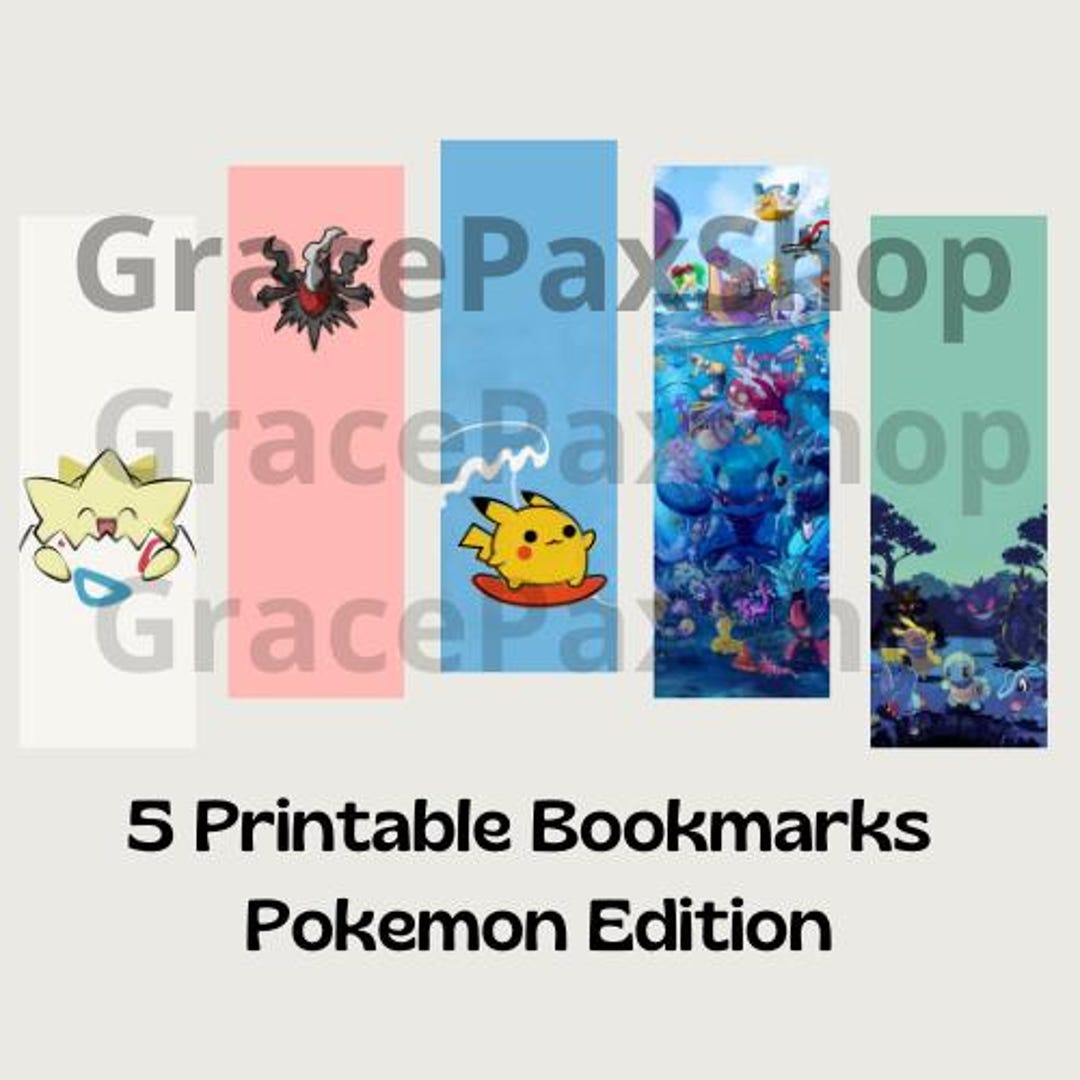 Pokemon Printable Bookmarks - Etsy