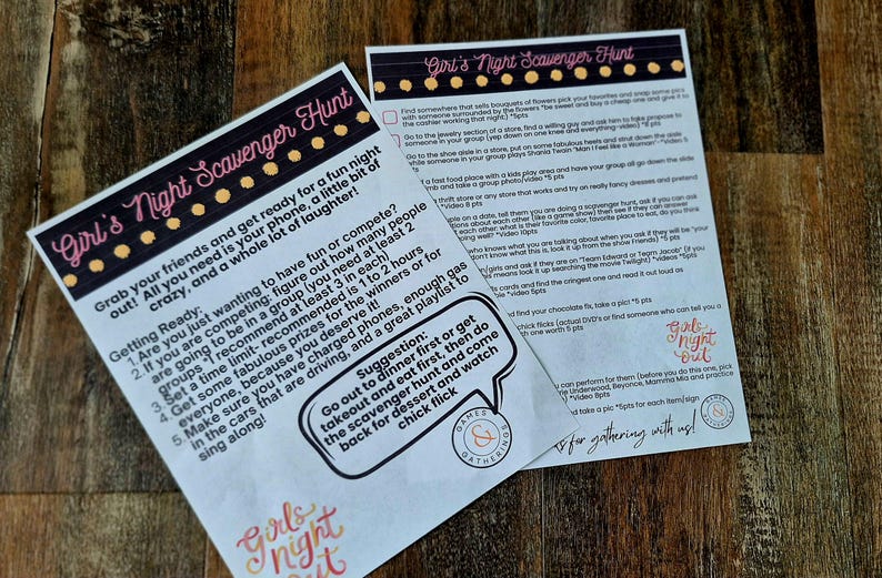 Scavenger Hunt Girls Night Out-pdf Printable - Etsy