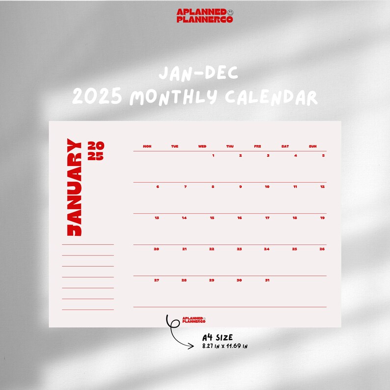 2025 Digital Monthly Calendar, Digital Planner Sheets, Habit Tracker ...