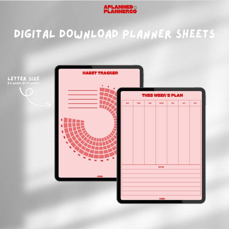 2025 Digital Monthly Calendar, Digital Planner Sheets, Habit Tracker ...