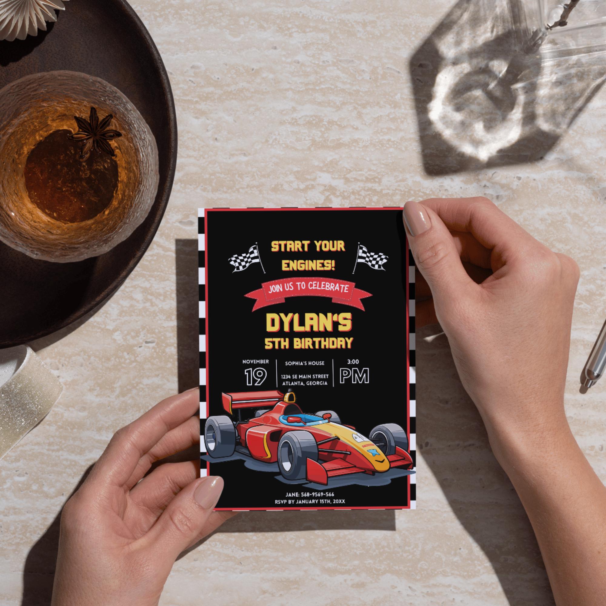 Editable Digital Birthday Invitation | F1 Racing Theme | Canva Template ...