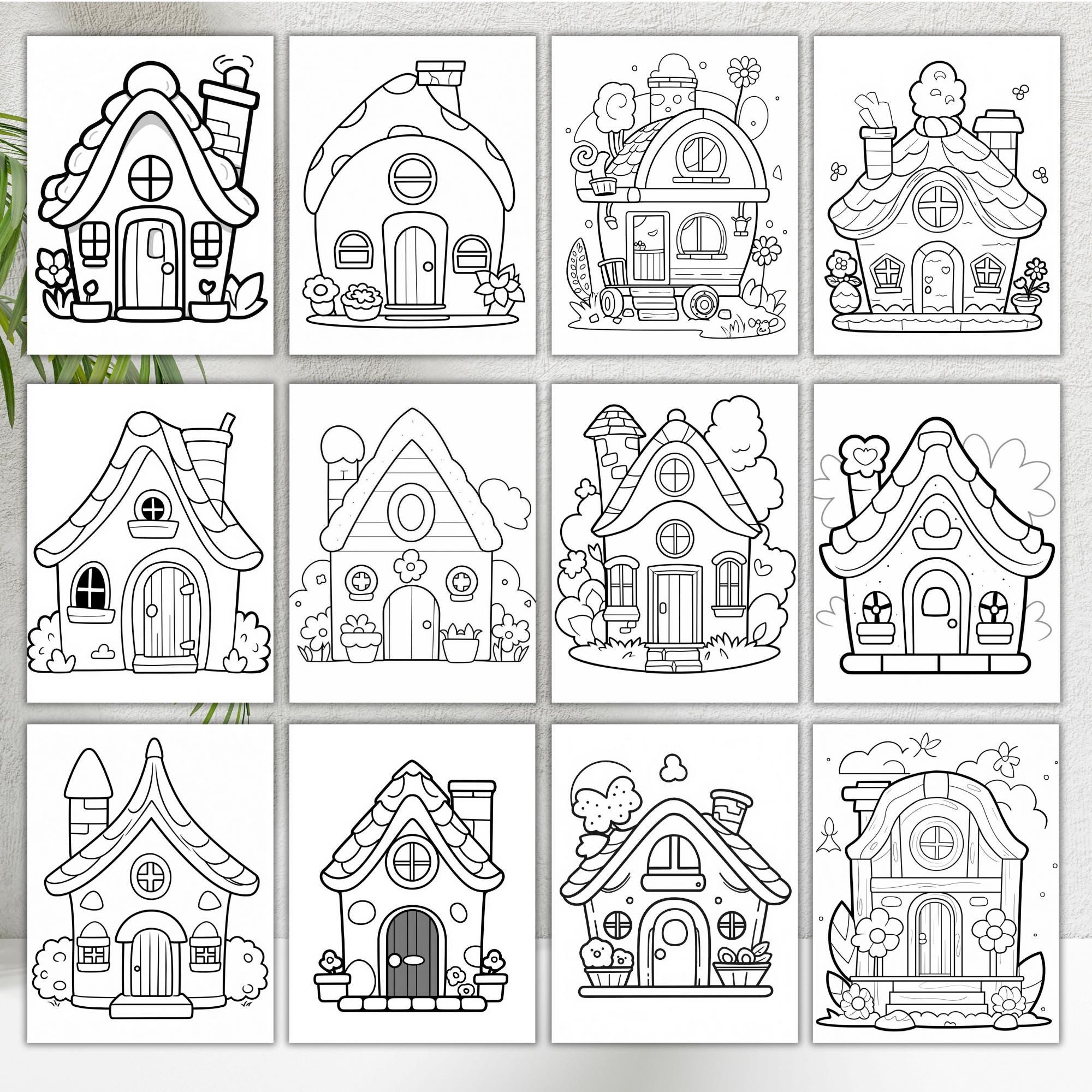 Kawaii Cute Tiny House Coloring Pages – Printable & Digital – Adorable ...