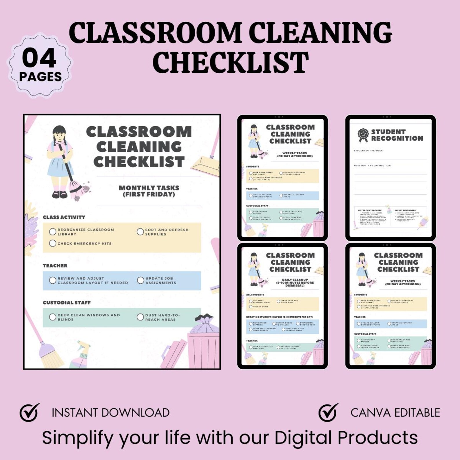 Classroom Cleaning Checklist Canva Template, Daycare Printable ...