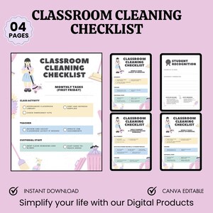 Classroom Cleaning Checklist Canva Template, Daycare Printable ...