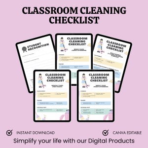 Classroom Cleaning Checklist Canva Template, Daycare Printable ...