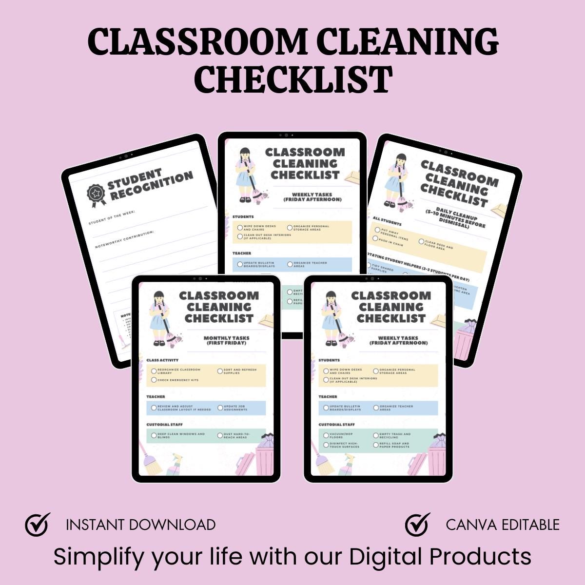 Classroom Cleaning Checklist Canva Template, Daycare Printable ...