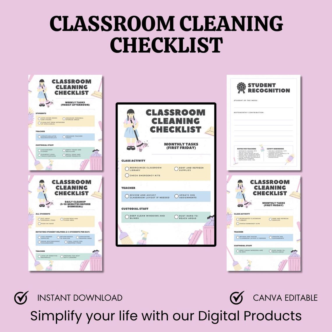 Classroom Cleaning Checklist Canva Template, Daycare Printable ...