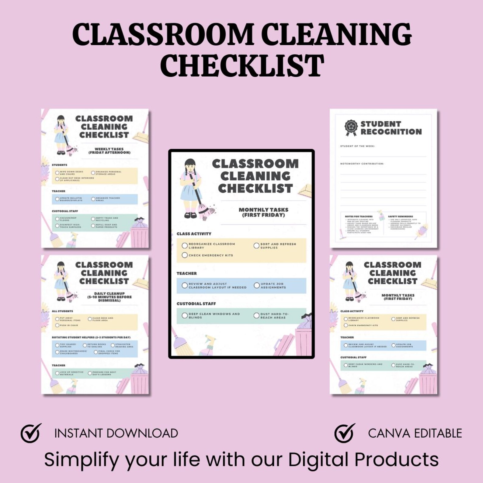 Classroom Cleaning Checklist Canva Template, Daycare Printable ...