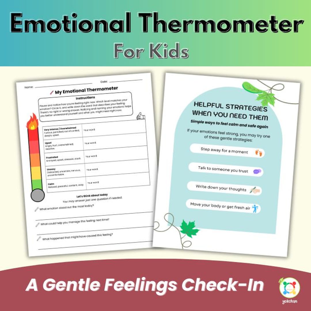 Emotional Thermometer Printable for Kids | Feelings Check-in & Calm ...