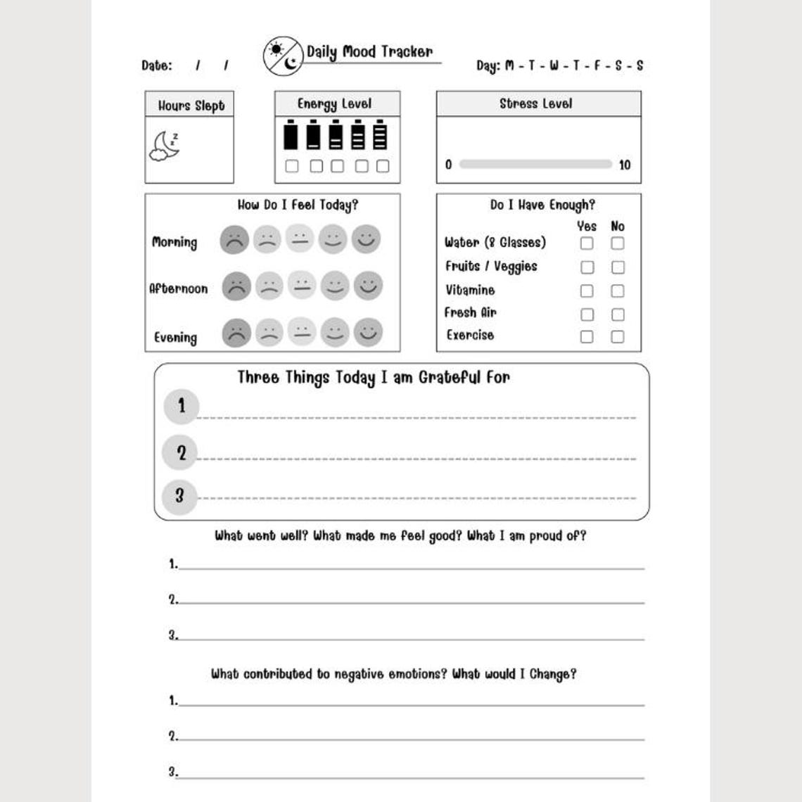 Printable Teen Mood Tracker & Journal Prompts: Daily Check-in for ...