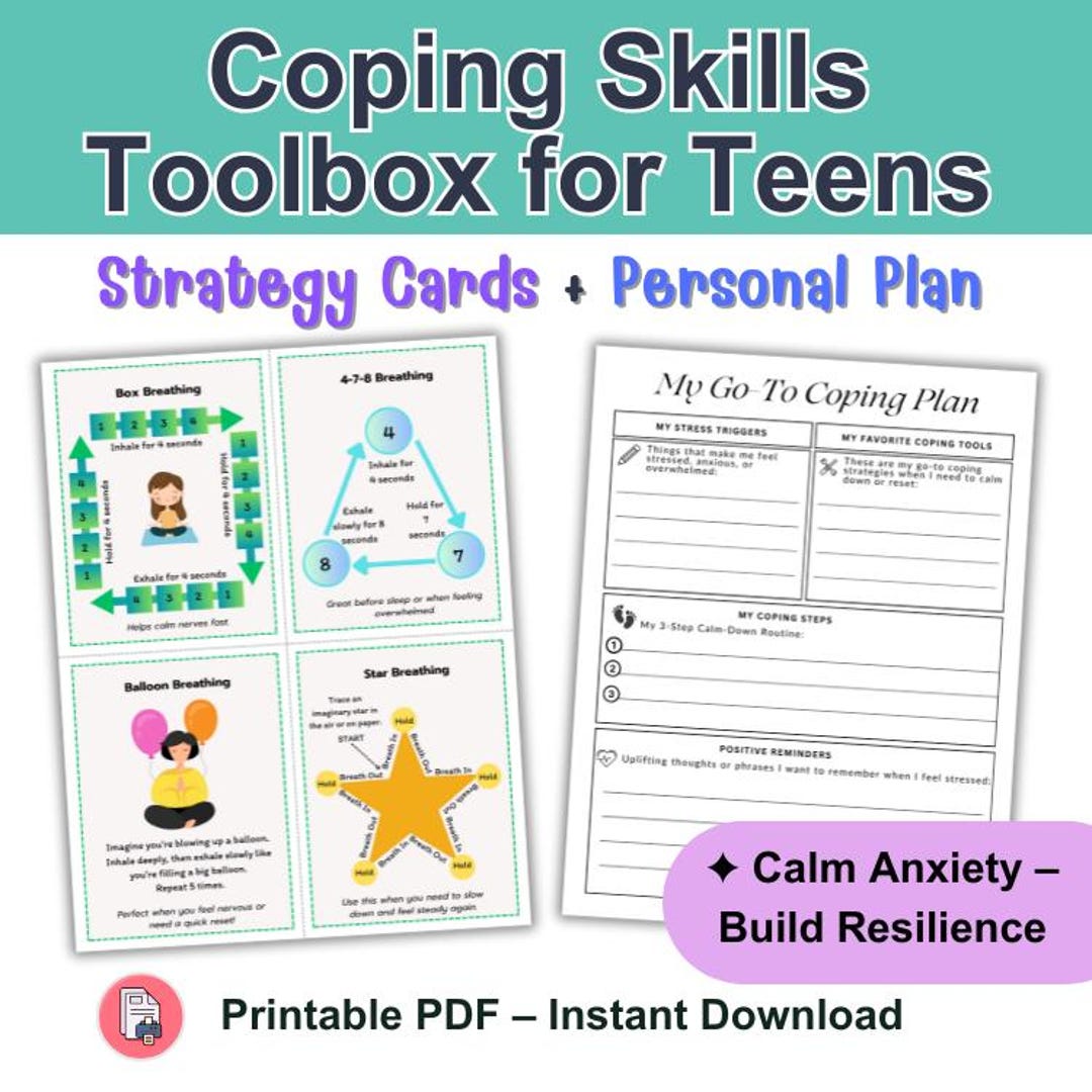 Coping Skills Toolbox for Teens – Printable Strategy Cards and PDF Plan ...