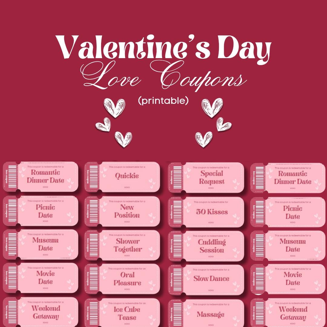 Valentines Day Love Coupon Printable Relationship Coupons for Boyfriend ...