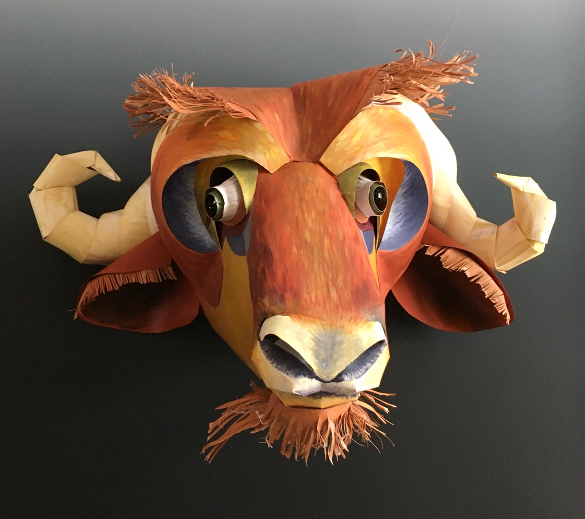 Sculpted Paper Ox Mask OOAK | Etsy