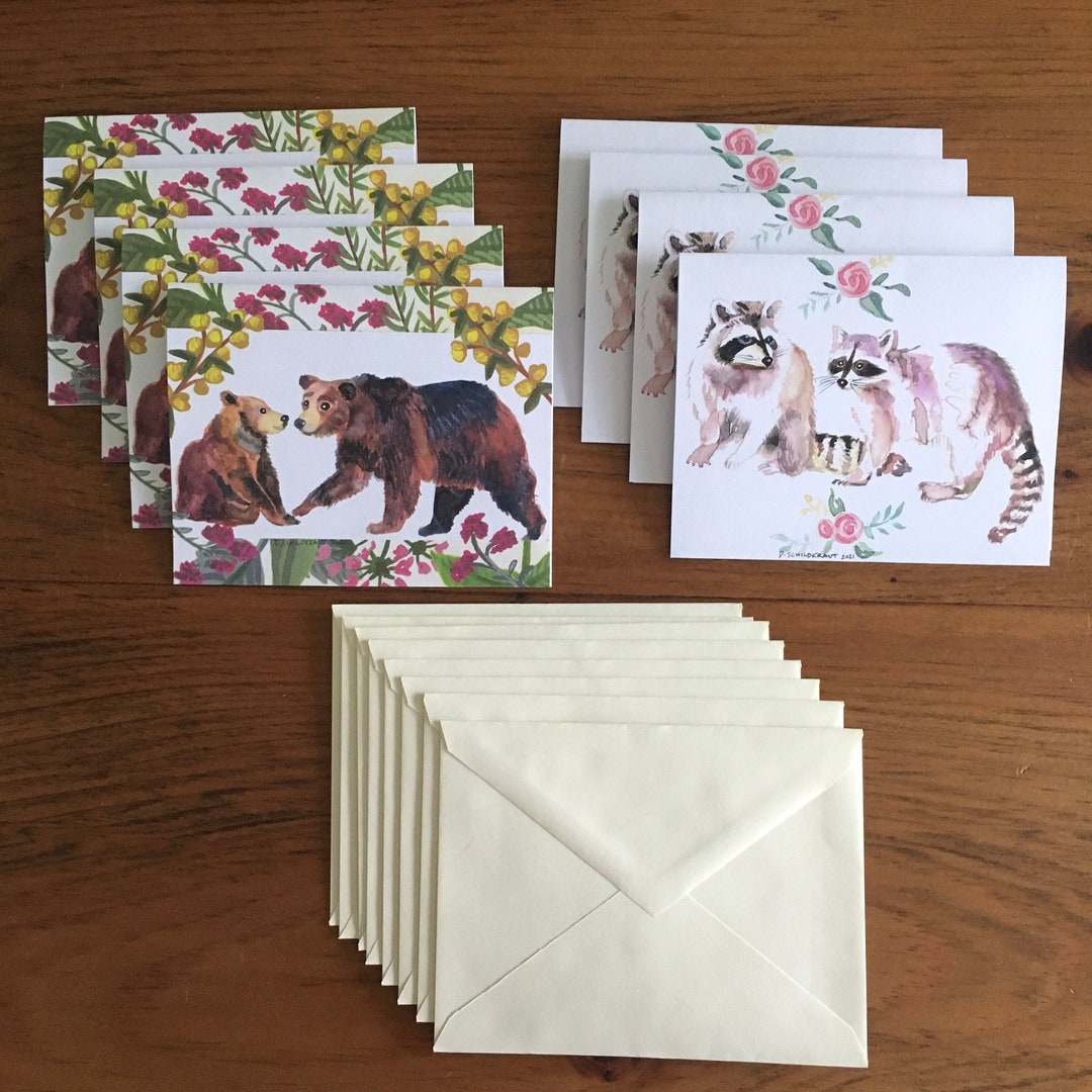 Woodland Animals Greeting Cards- 8 Pack - Etsy