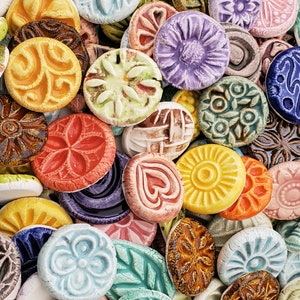15 CERAMIC Mini TILES - Mixed Designs - Glazed - Great for MOSAICS ...