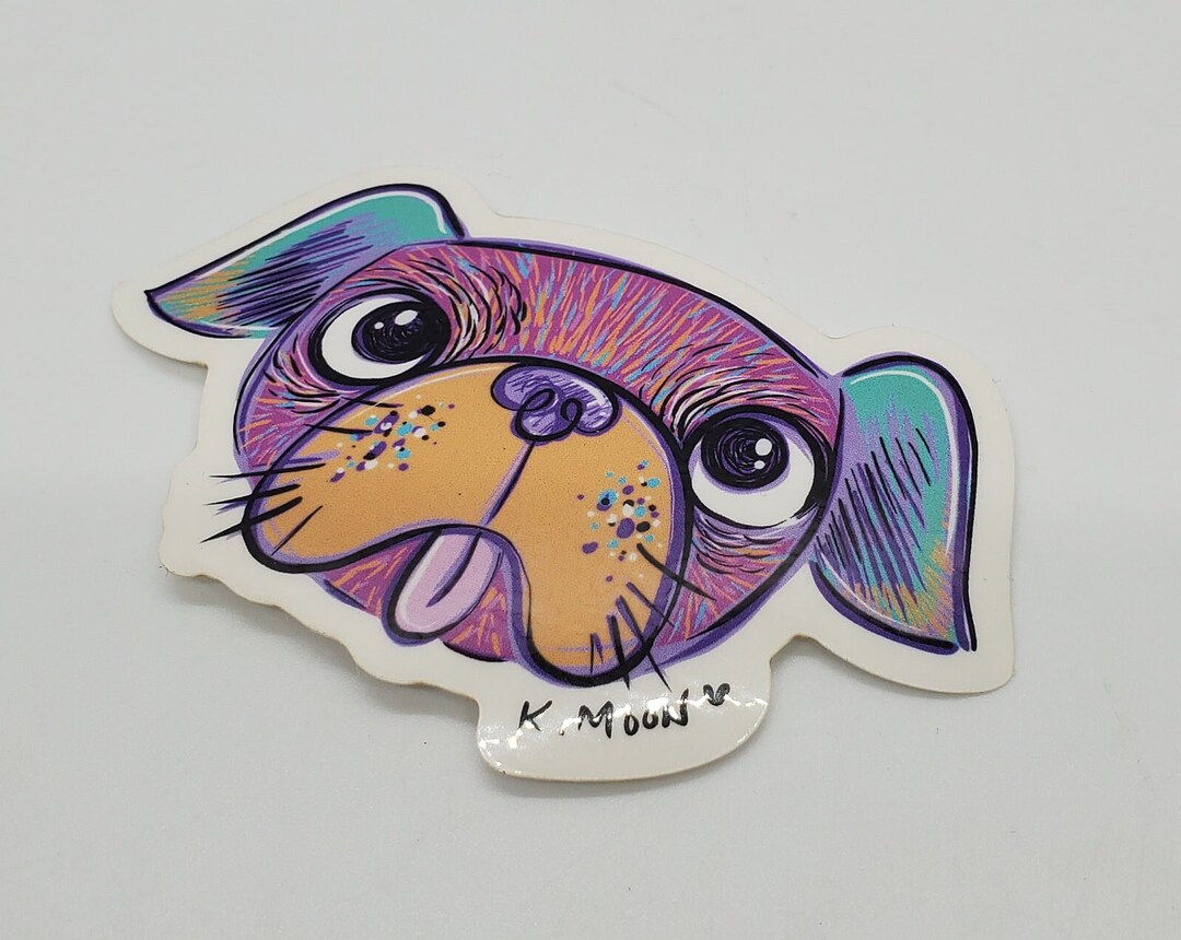 Pink DOG Face Vinyl ART STICKER, Decal Colorful Indoor Outdoor Stick on ...