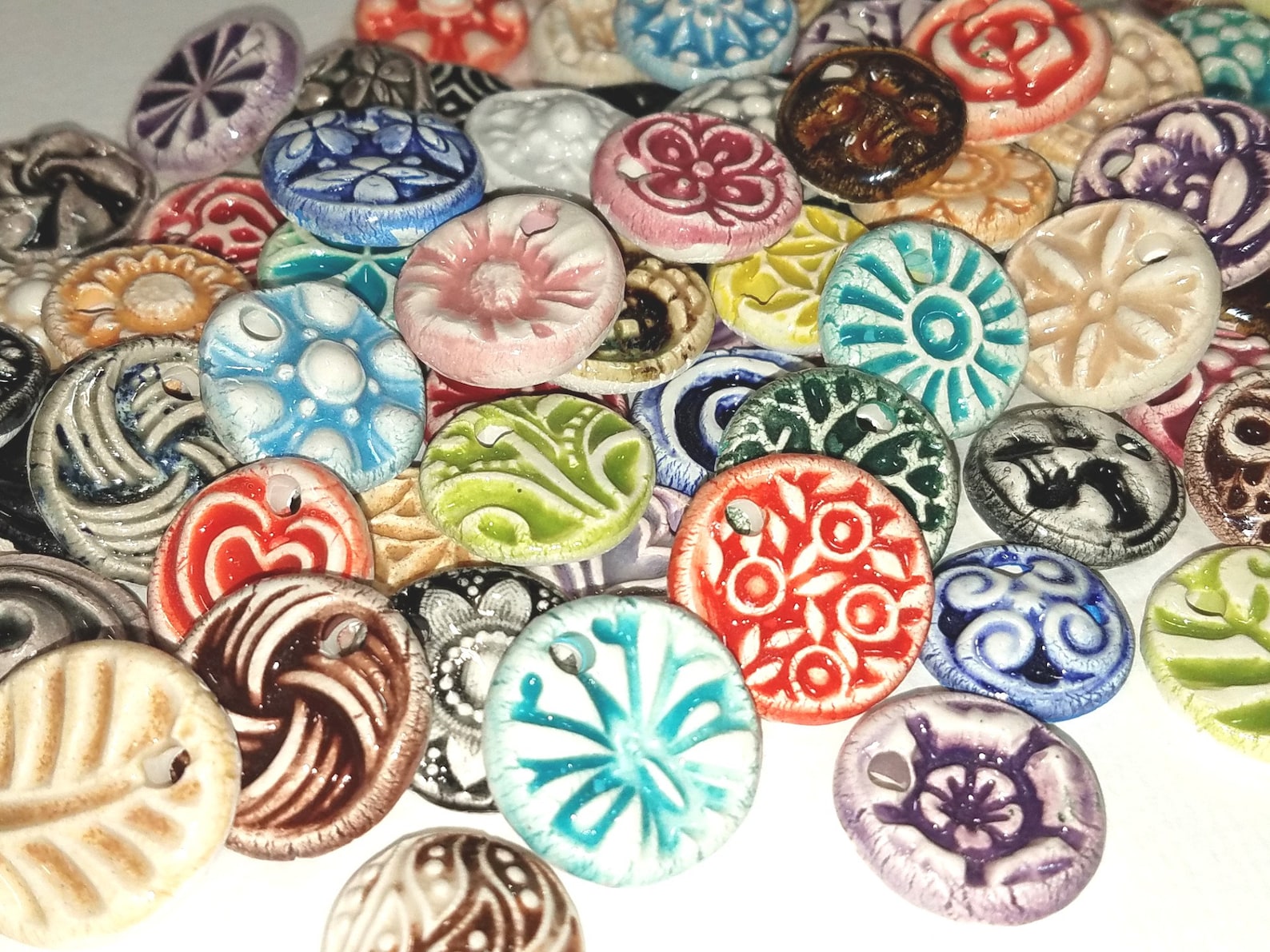 50 CLAY Mini CHARMS Pendants Mix - Mixed Designs and Colors! - Glazed ...