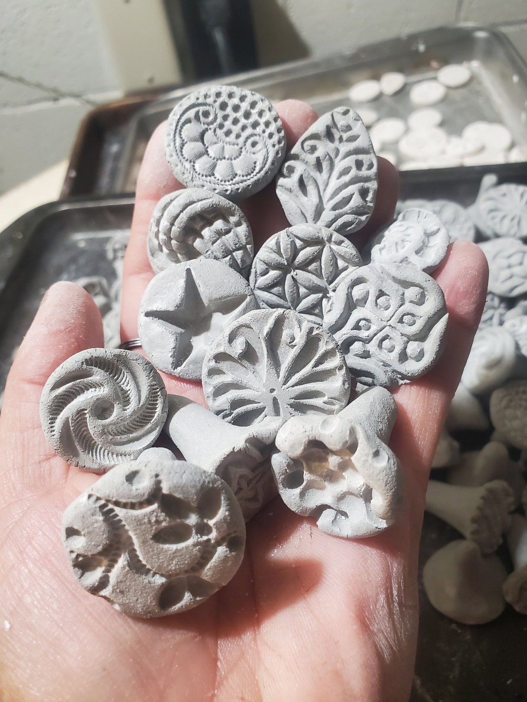 30 Ceramic BISQUE Texture STAMPS for CLAY, Pmc, Fimo, Dough, and More ...