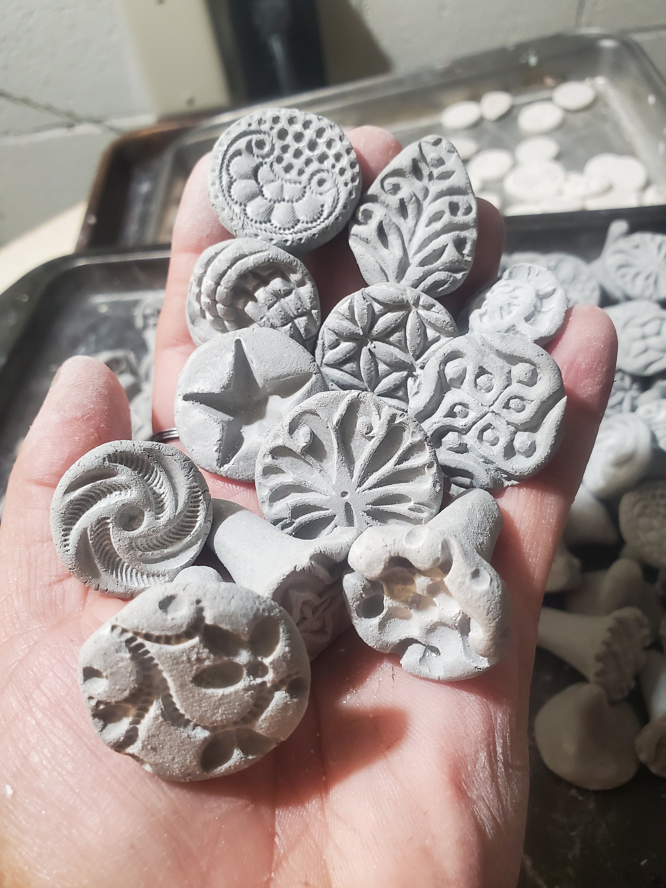 30 Ceramic BISQUE Texture STAMPS for CLAY, Pmc, Fimo, and More! - Many ...