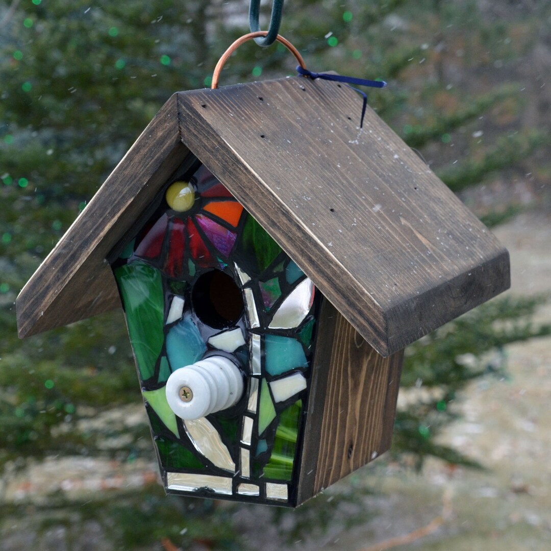 Mixed Media- Stained Glass-mirror-ceramic Pieces-resin- FRONT ONLY ...