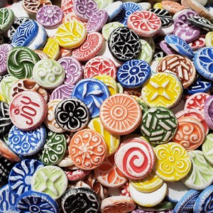 15 CERAMIC Mini TILES - Mixed Designs - Glazed - Great for MOSAICS ...