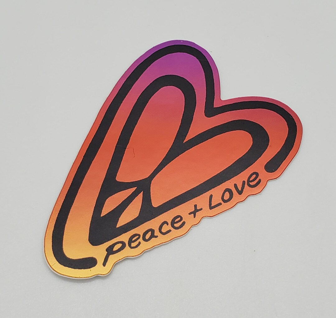 PEACE & Love Vinyl ART STICKER Shiny Mirror Finish Fancy Decal Colorful ...