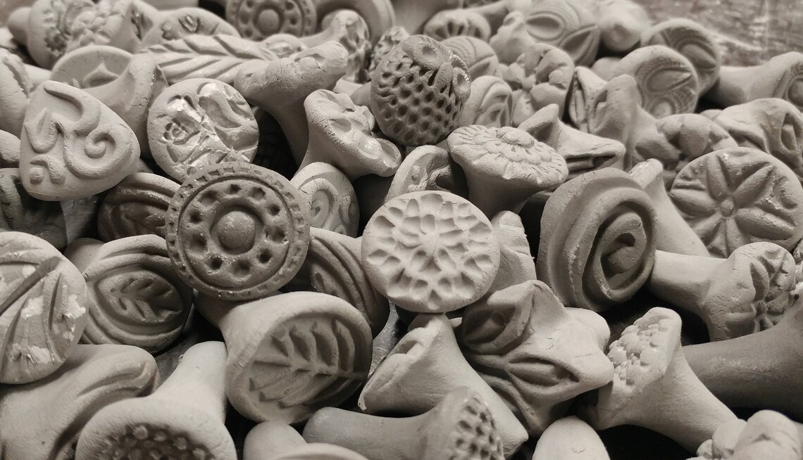 Set of 10 BISQUE Ceramic texture STAMPS for CLAY pmc fimo | Etsy