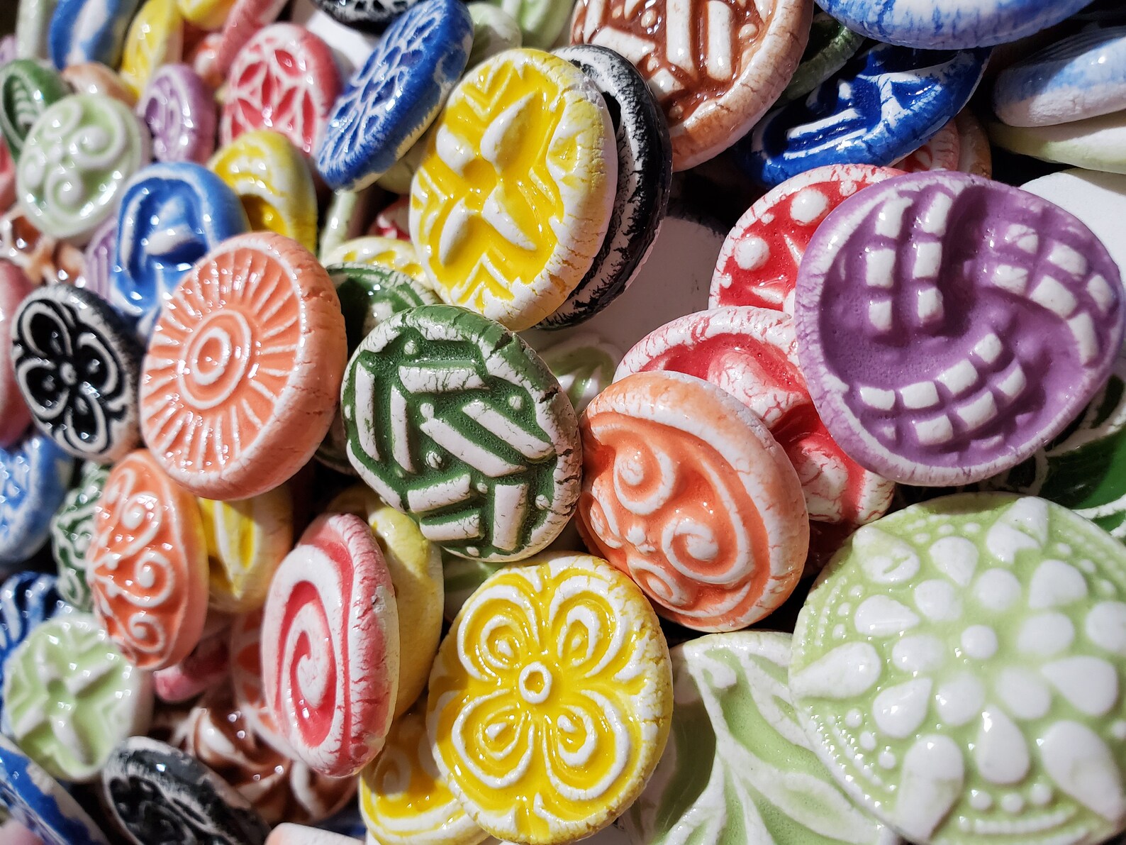 15 CERAMIC Mini TILES Mixed Designs Glazed Great for - Etsy