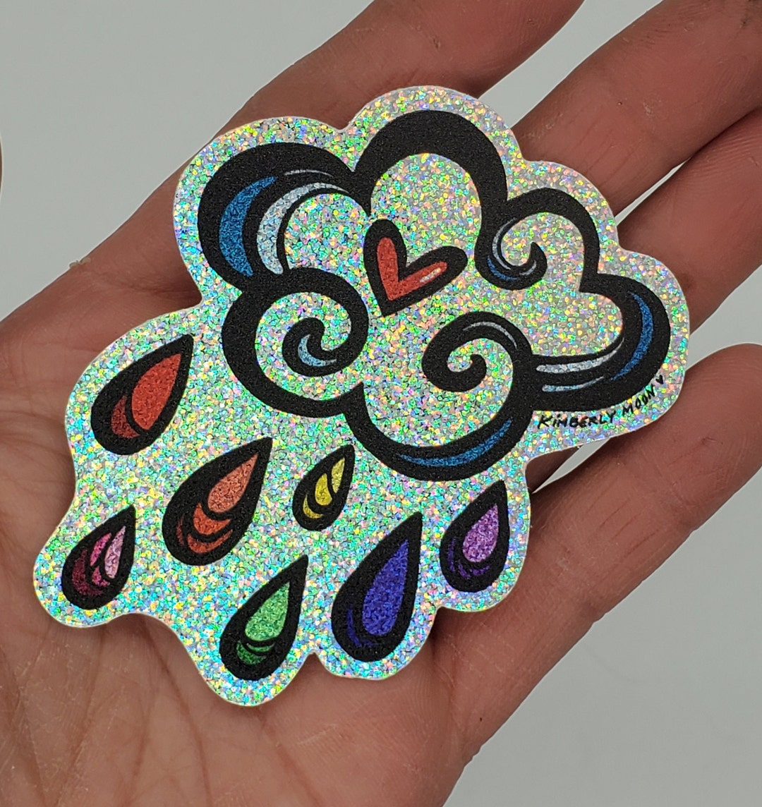 Rainbow RAIN Vinyl ART STICKER Shiny Pixie Dust Glitter Fancy Decal ...