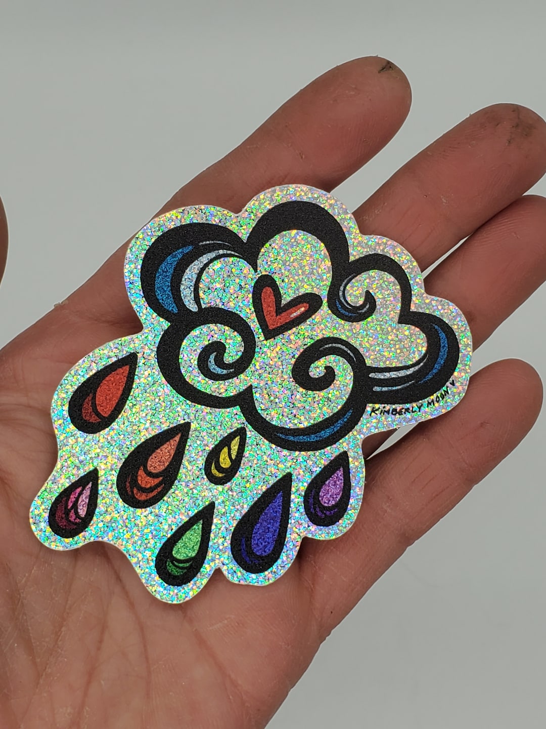 Rainbow Rain Vinyl ART STICKER Shiny Pixie Dust Glitter Fancy Decal ...