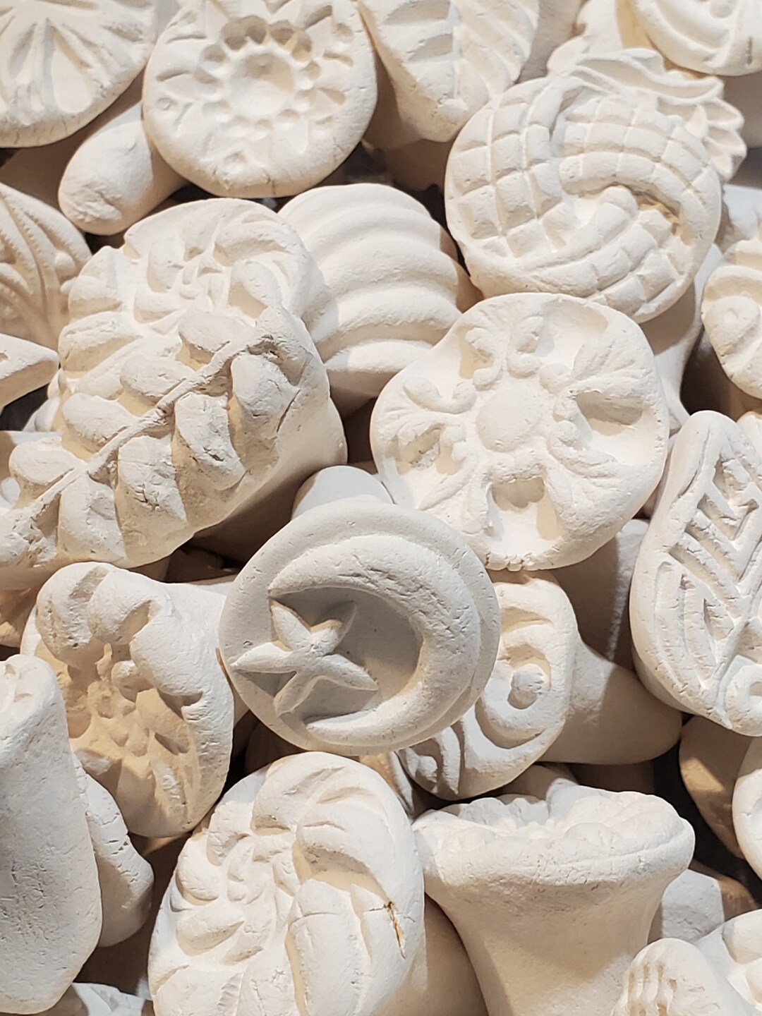 20 Clay STAMP Assortment- BISQUE Earthenware TEXTURE Stamps for Clay ...