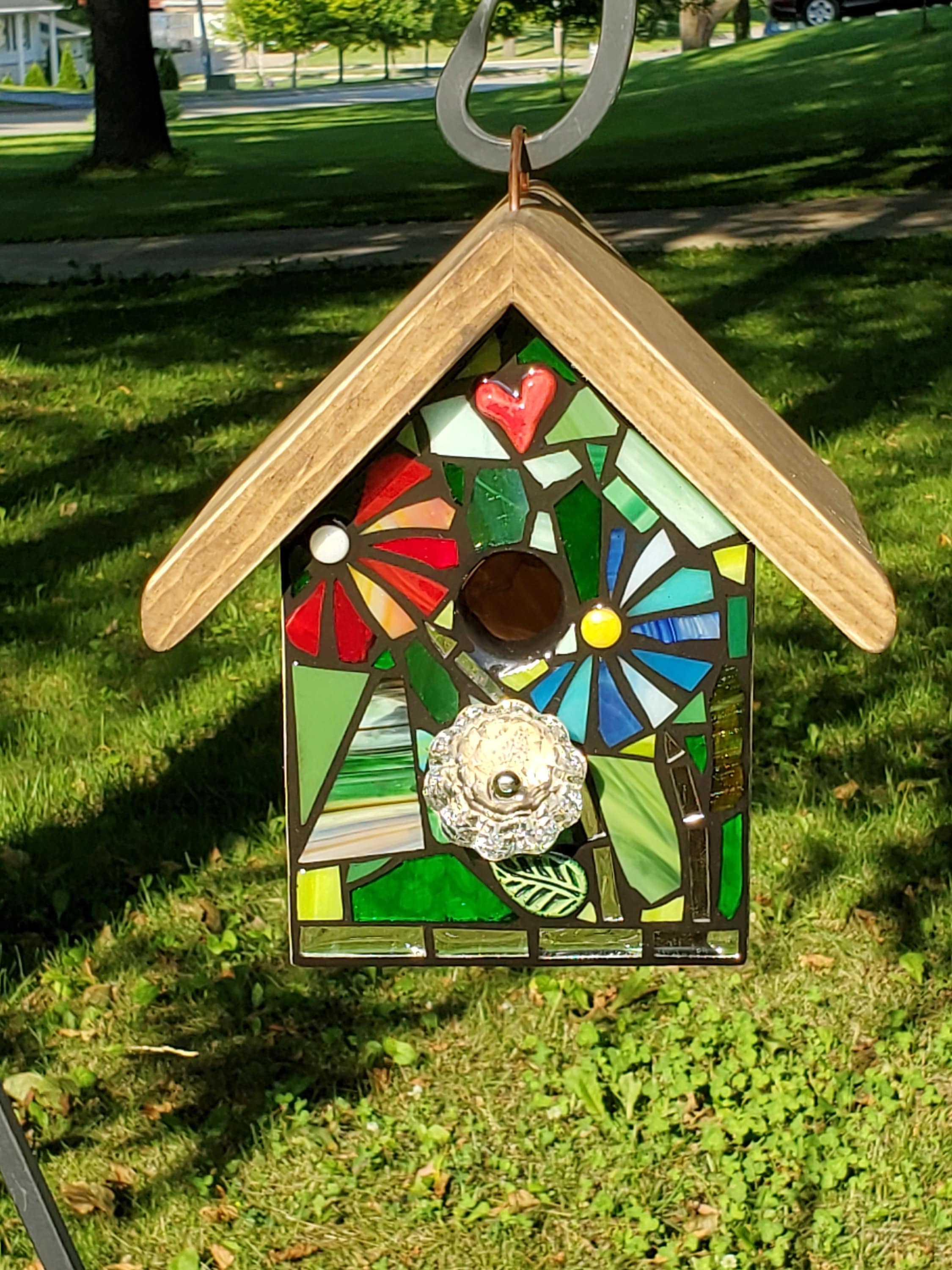 Mixed Media Stained Glass Mosaic Birdhouse FRONT ONLY made | Etsy